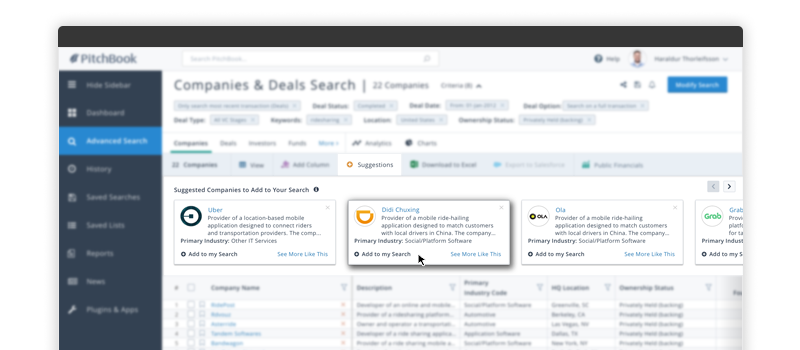 PitchBook processes billions of data points to build Suggestions ...